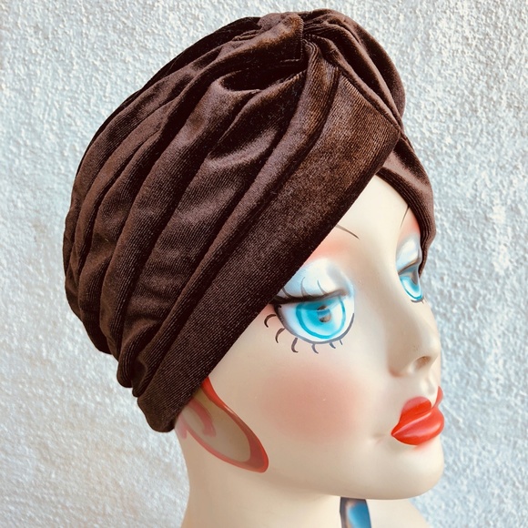 House Of Adornments | Accessories | Plush Chocolate Velvet Pinup Turban ...